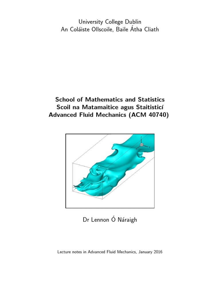 Advanced Fluid Mechanics Lecture Notes | PDF | Fluid Dynamics | Navier ...