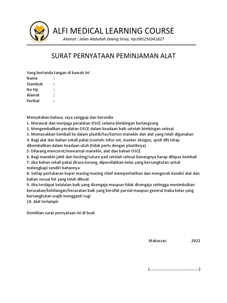 Surat Peminjaman | PDF