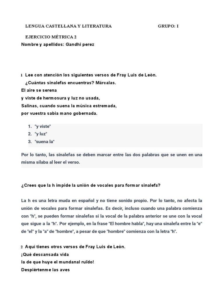 Ghandi Pérez Acuña - Examen Métrica | PDF | Poesía | Clásicos