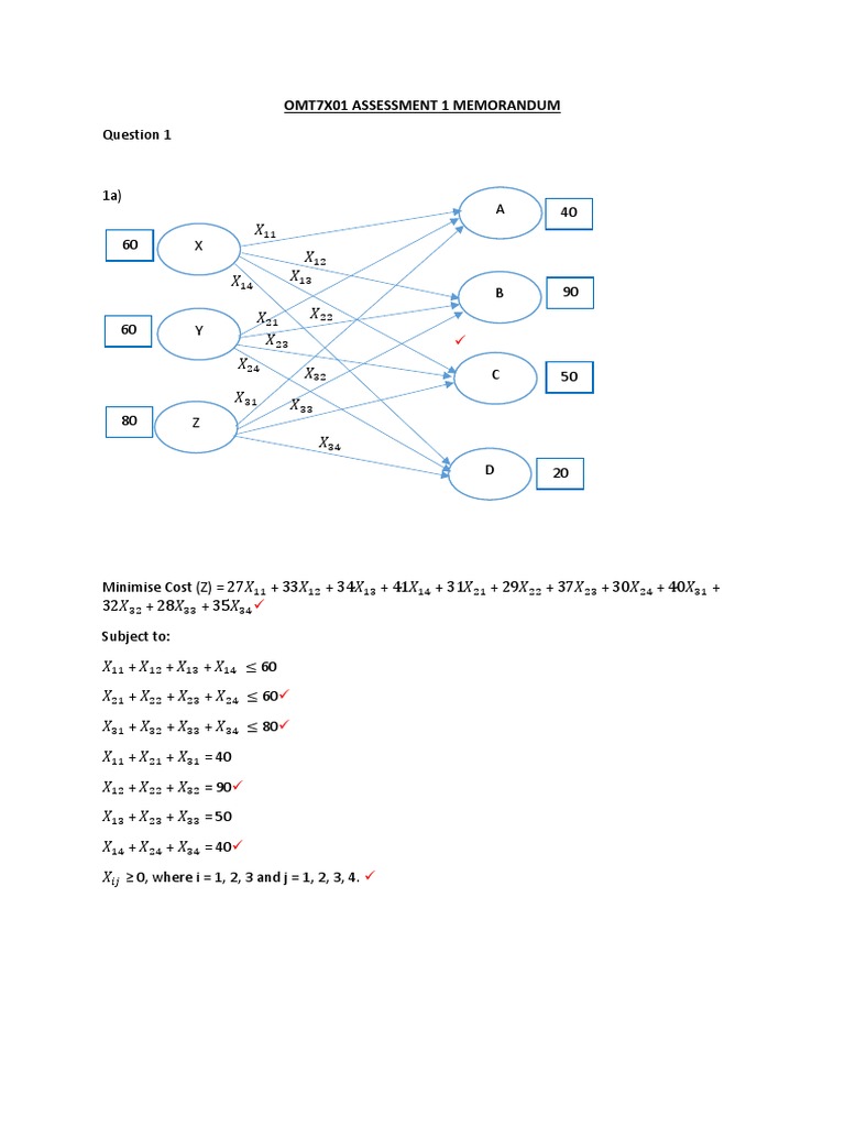 Omt7x01 Assessment 1 Memorandum | PDF