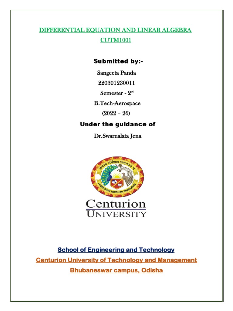 Math Project | PDF | Matrix (Mathematics) | Differential Equations
