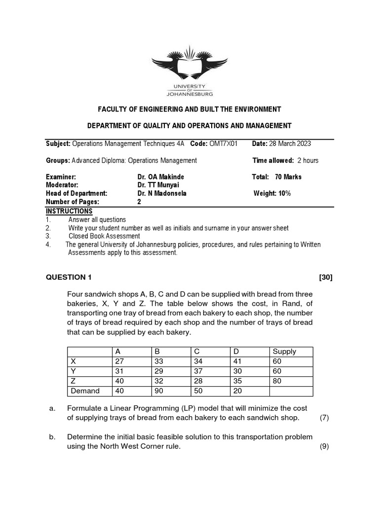 OMT7X01 Assessment 1 | PDF | Inventory | Applied Mathematics