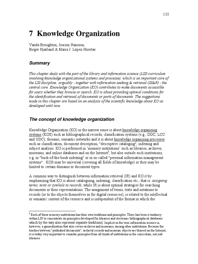 Knowledge Organization | PDF