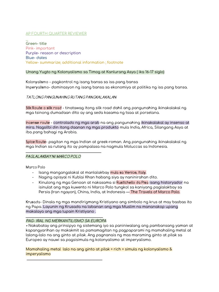 Ap Fourth Quarter Reviewer | PDF