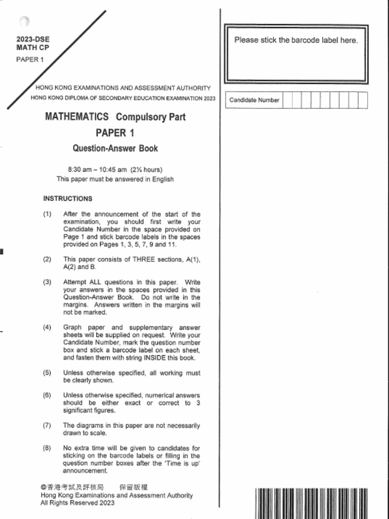 2023 HKDSE Core Paper 1 PDF | PDF