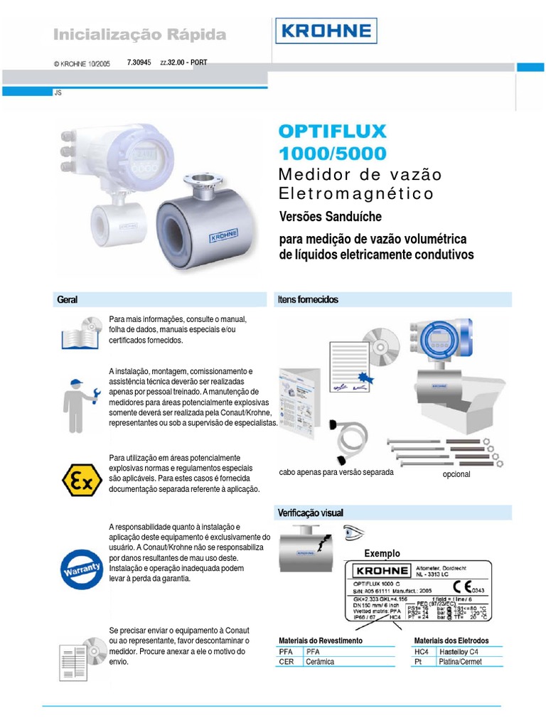 Optiflux 1000 + IFC 050 - Inicialização Rápida | PDF | Eletrônicos ...