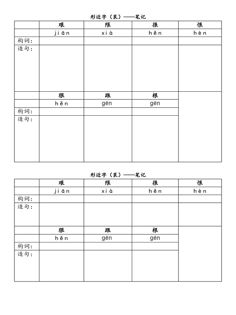 0506 形近字（艮）笔记 PDF | PDF