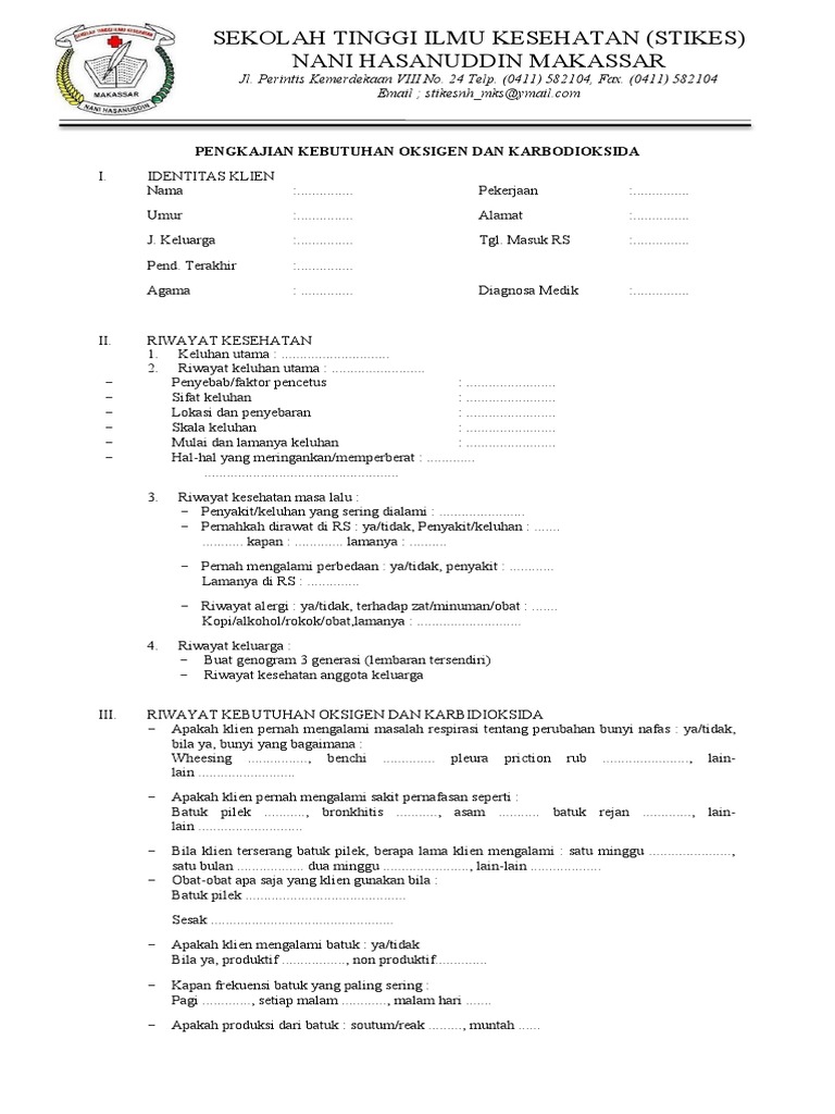 Pengkajian Keb Oksigen | PDF | Gaya Hidup