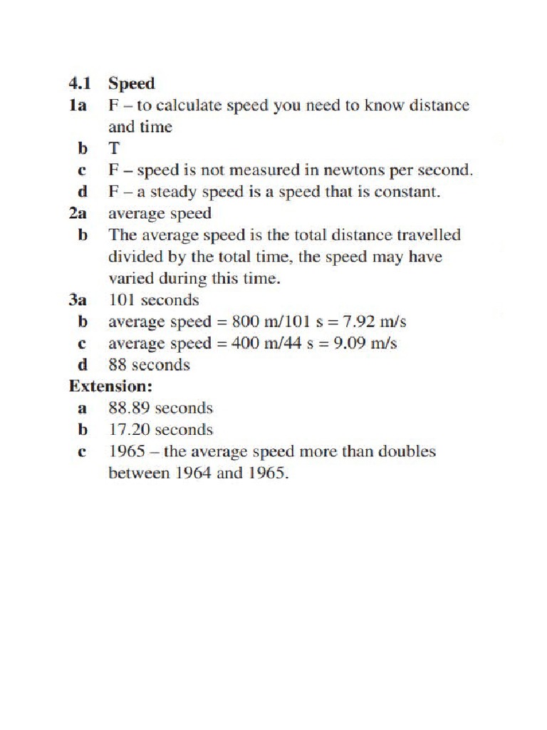 Grade 7 Physics ANSWERS Week 2 HW | PDF