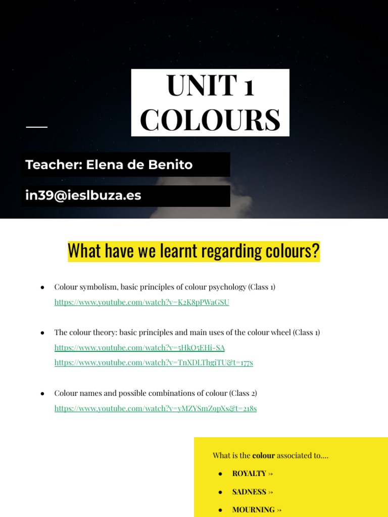 Unit 1. Colors PDF | Download Free PDF | Color | Visual Perception