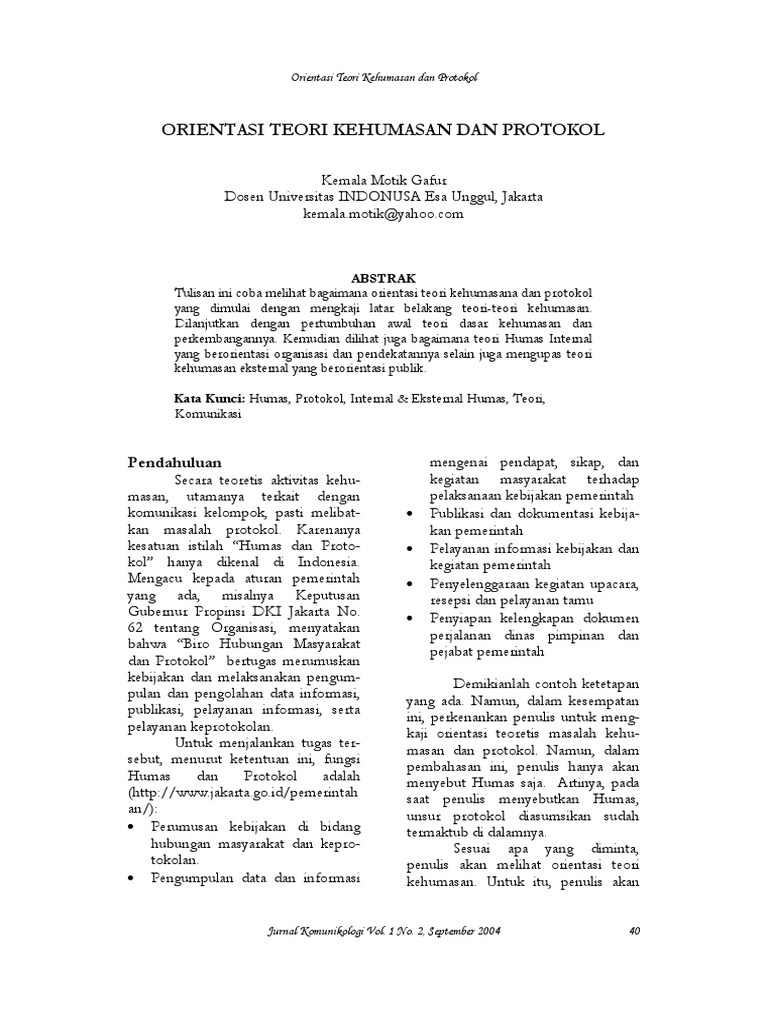 Orientasi Teori Kehumasan Dan Protokol PDF | PDF