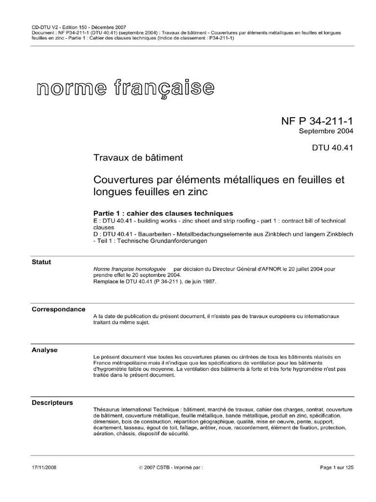 DTU 40-41 Zinc PDF | PDF