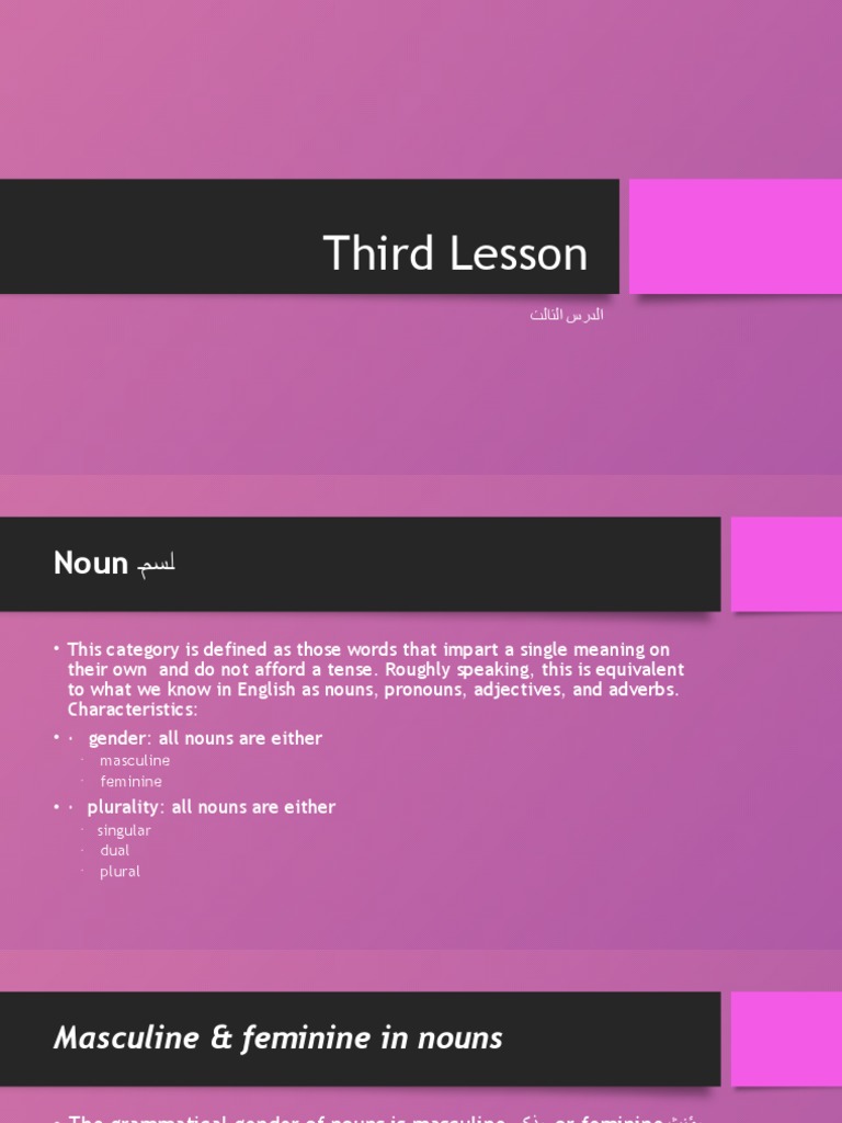 Grammatical Gender and Pluralization in Arabic Nouns: An Overview of Masculine, Feminine ...