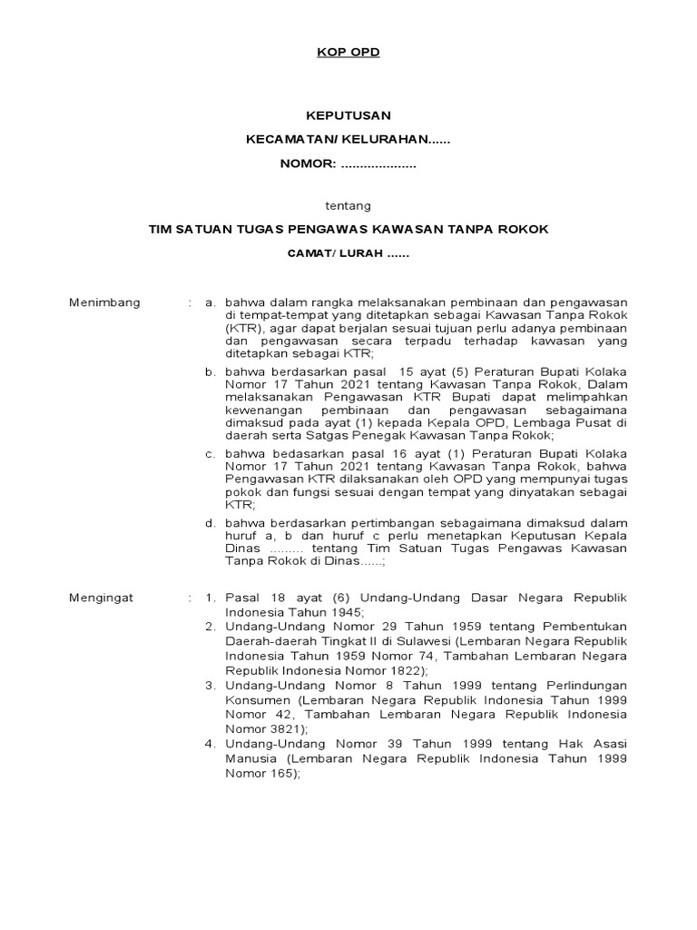 Contoh - SK - Tim - KTR Kecamatan | PDF