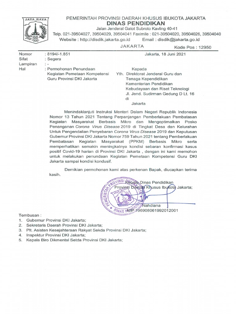 Surat GTK Tunda PKG | PDF