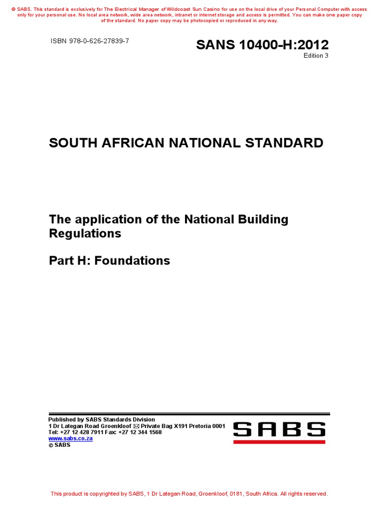 SANS10400-H-Foundations | PDF | Geotechnical Engineering | Foundation ...