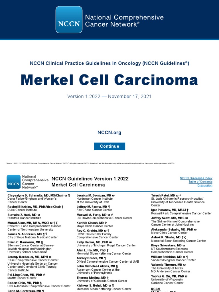 2022 NCCN Guidelines For Non Melanoma Skin Cancer v1.2022 PDF | PDF | Metastasis | Therapy