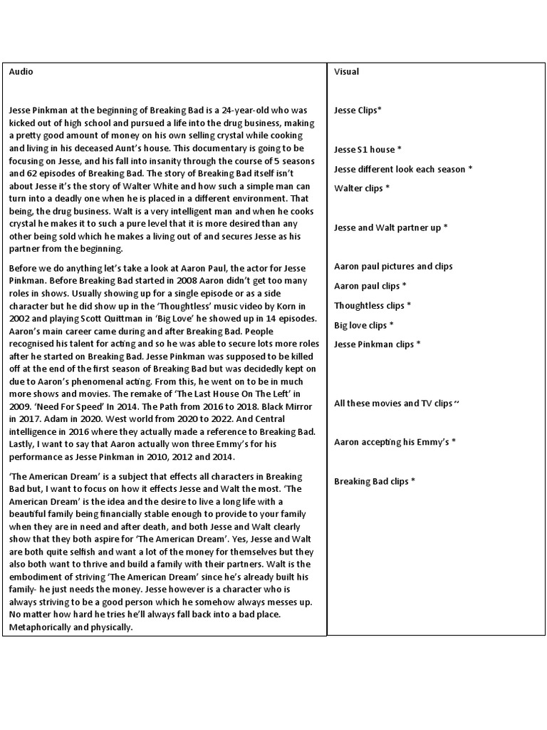 Script - Audio Visual | PDF | Television Series About Organized Crime