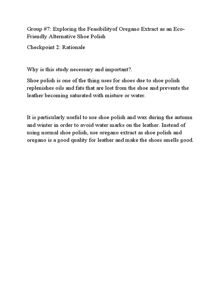 Oregano Extract: Eco-Friendly Shoe Polish | PDF | Business