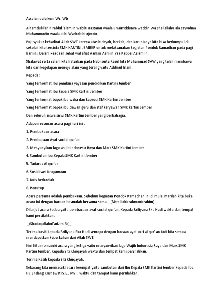 Teks MC Day 1 Dan Day 2 | PDF | Agama & Spiritualitas