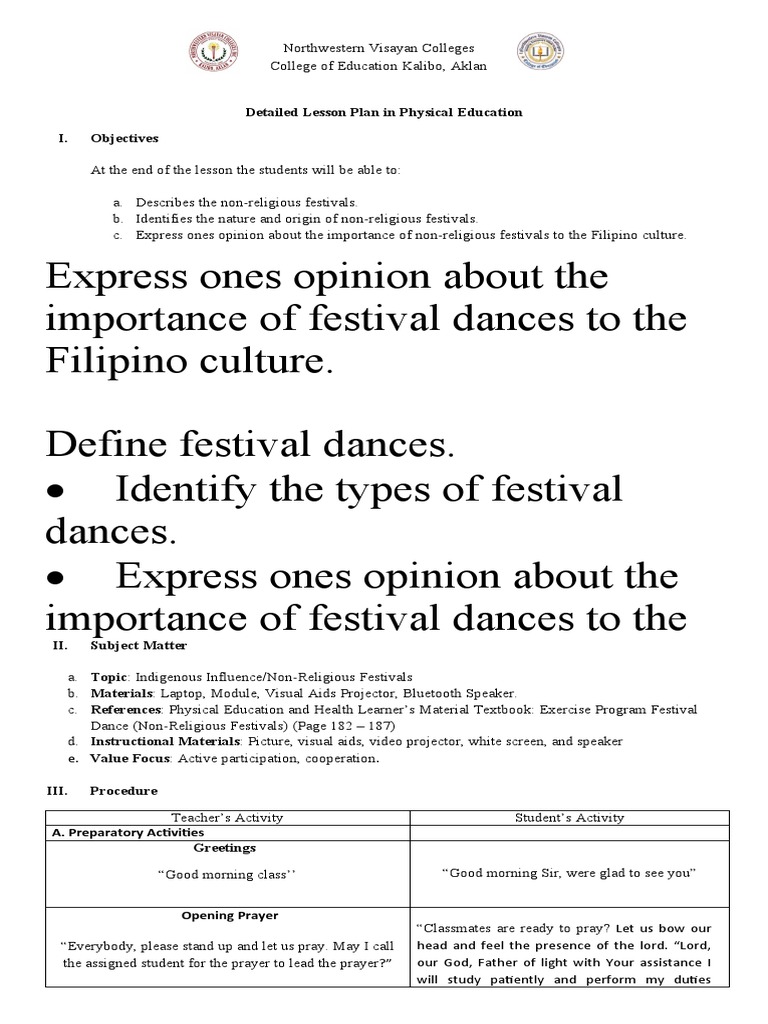 Non-Religious Festivals in the Philippines | PDF | Prayer | Lesson Plan