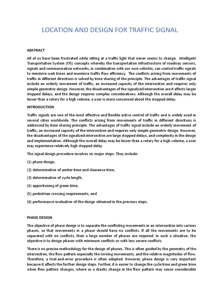 Location and Design For Traffic Signals | PDF | Traffic | Traffic Light