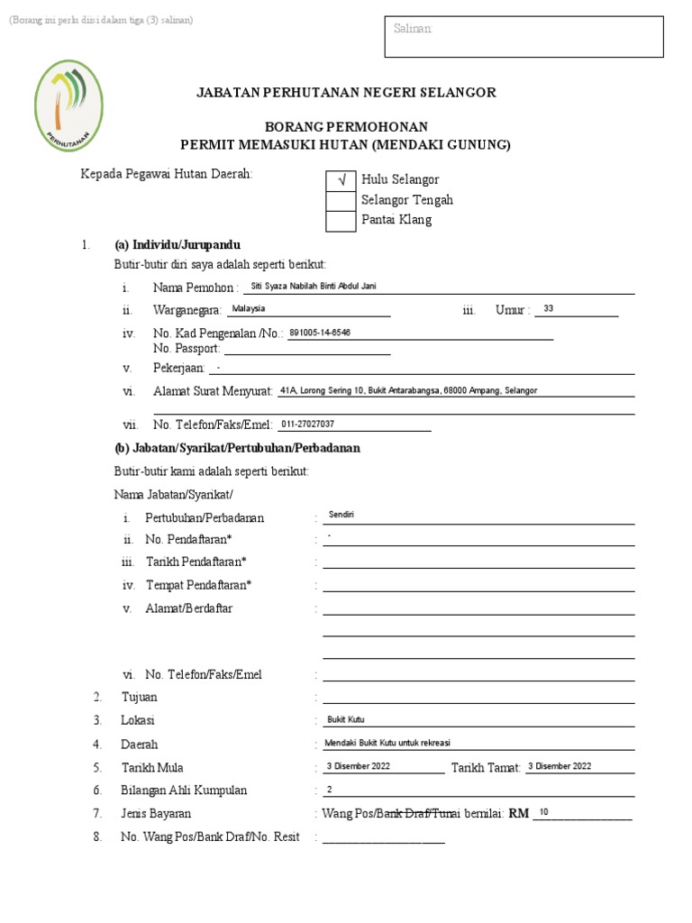 Borang Permohonan Permit Memasuk HSK SELANGOR - KEMASINI - 5102021 - 1 ...