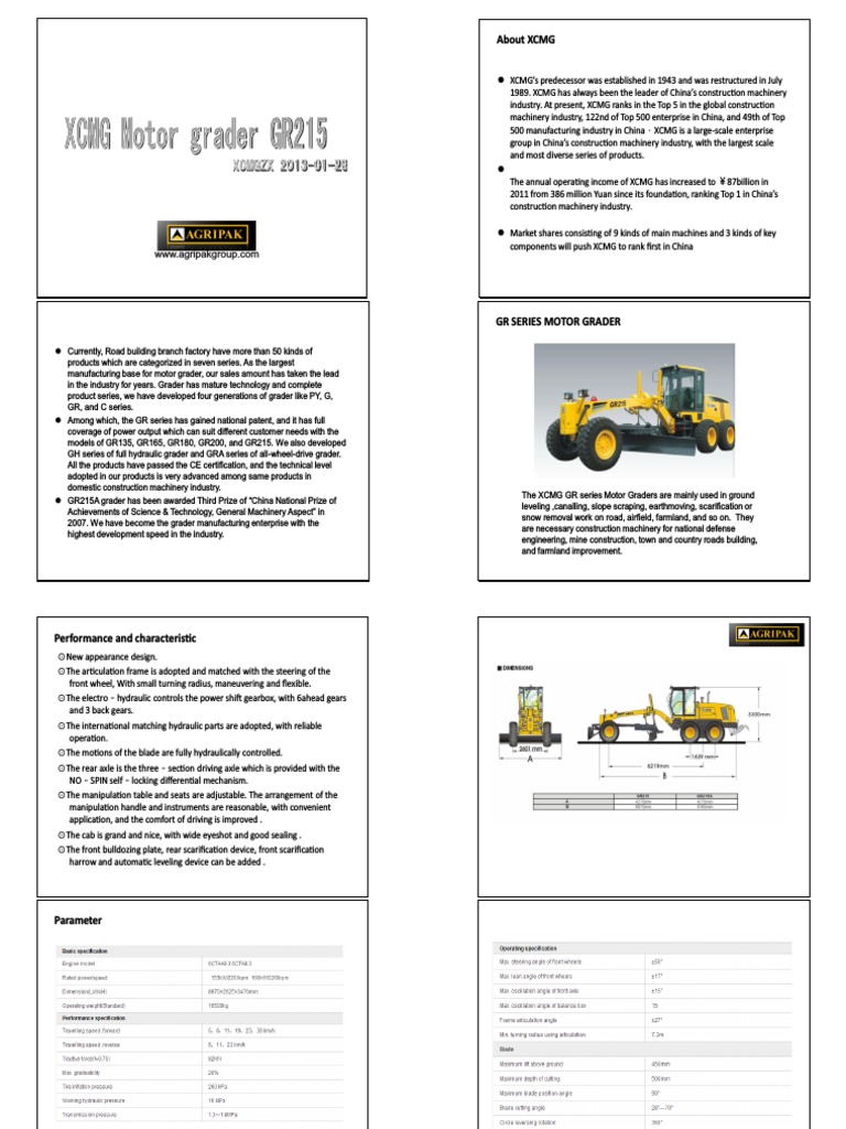 XCMG Motor Grader | PDF | Engines | Steering