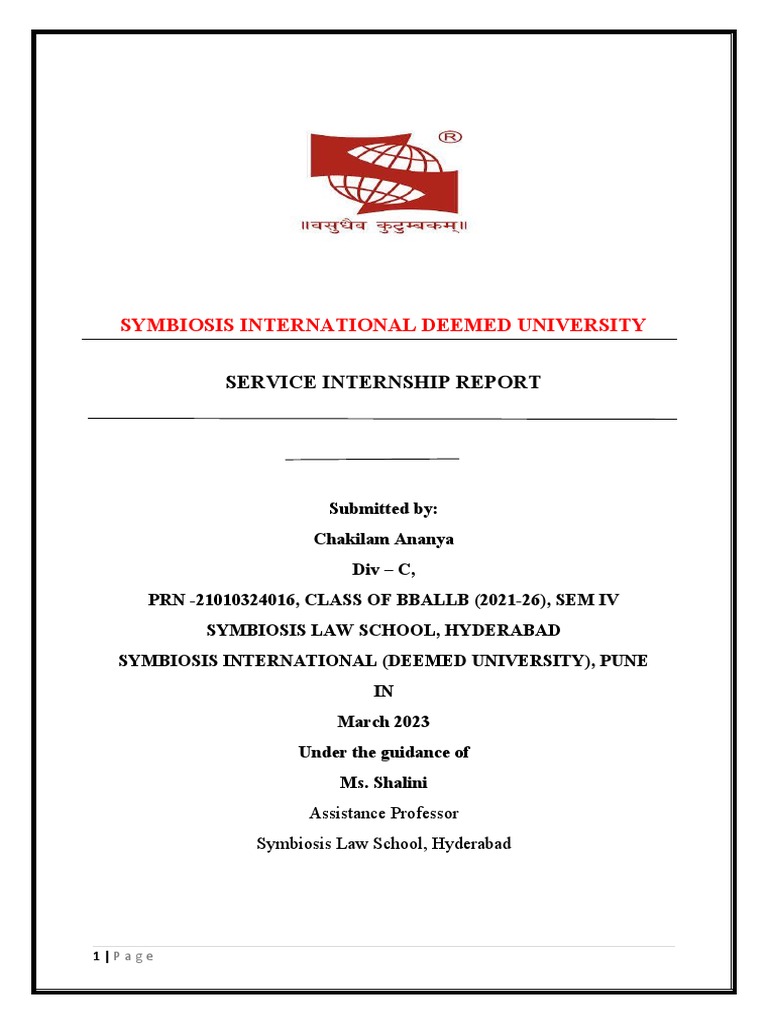 Law Internship Report: Symbiosis University | PDF | Judge | Advocate