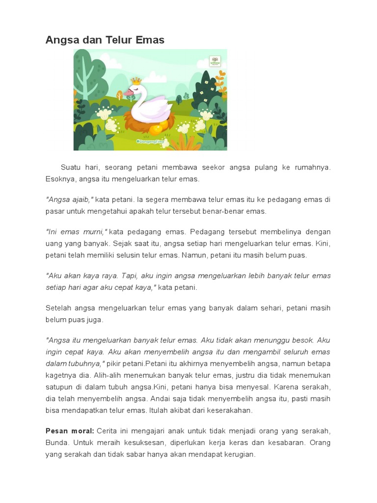 Angsa Dan Telur Emas | PDF