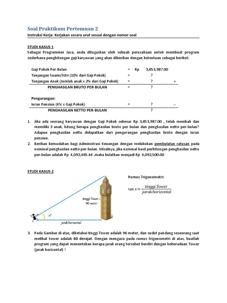 Soal Praktikum Pertemuan 2 | PDF