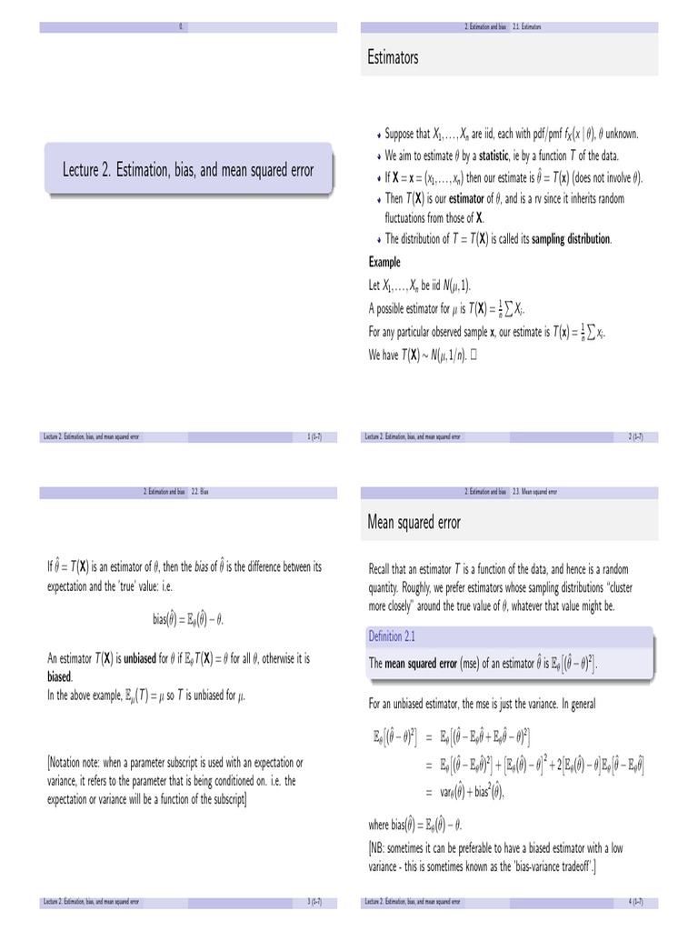 S1b 15 02 Estimation Bias 4 Pdf Bias Of An Estimator Estimator