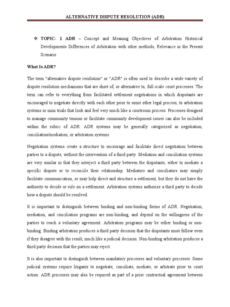 Adr - Module 1 | PDF | Alternative Dispute Resolution | Mediation