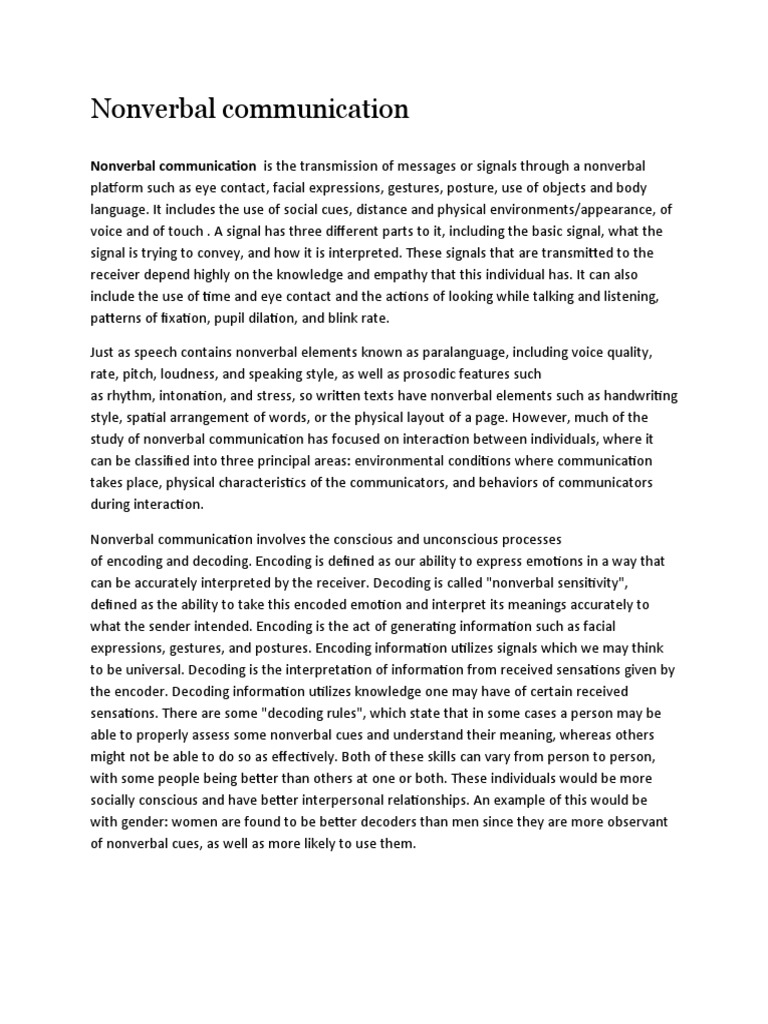 Nonverbal Communication | PDF