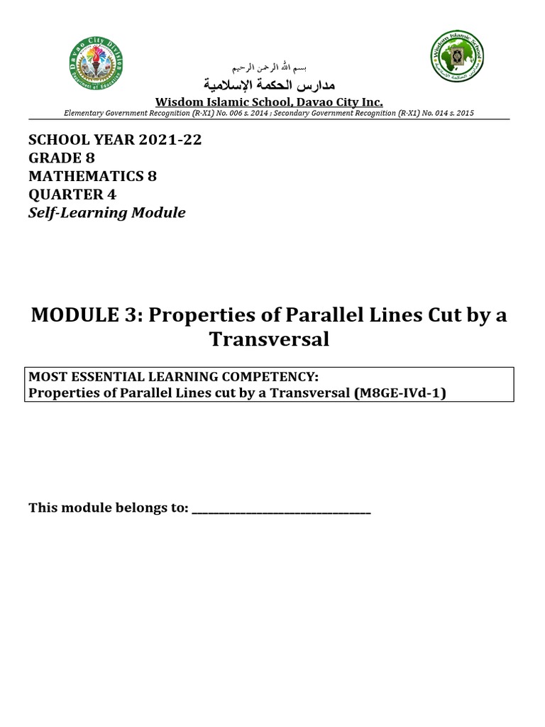 Mathematics Module 3 (Q4-G8) | PDF | Elementary Mathematics | Mathematics