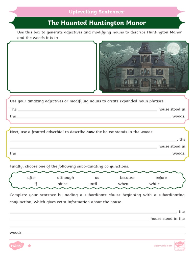 The Haunted Huntington Manor PDF | PDF | Adjective | Sentence (Linguistics)