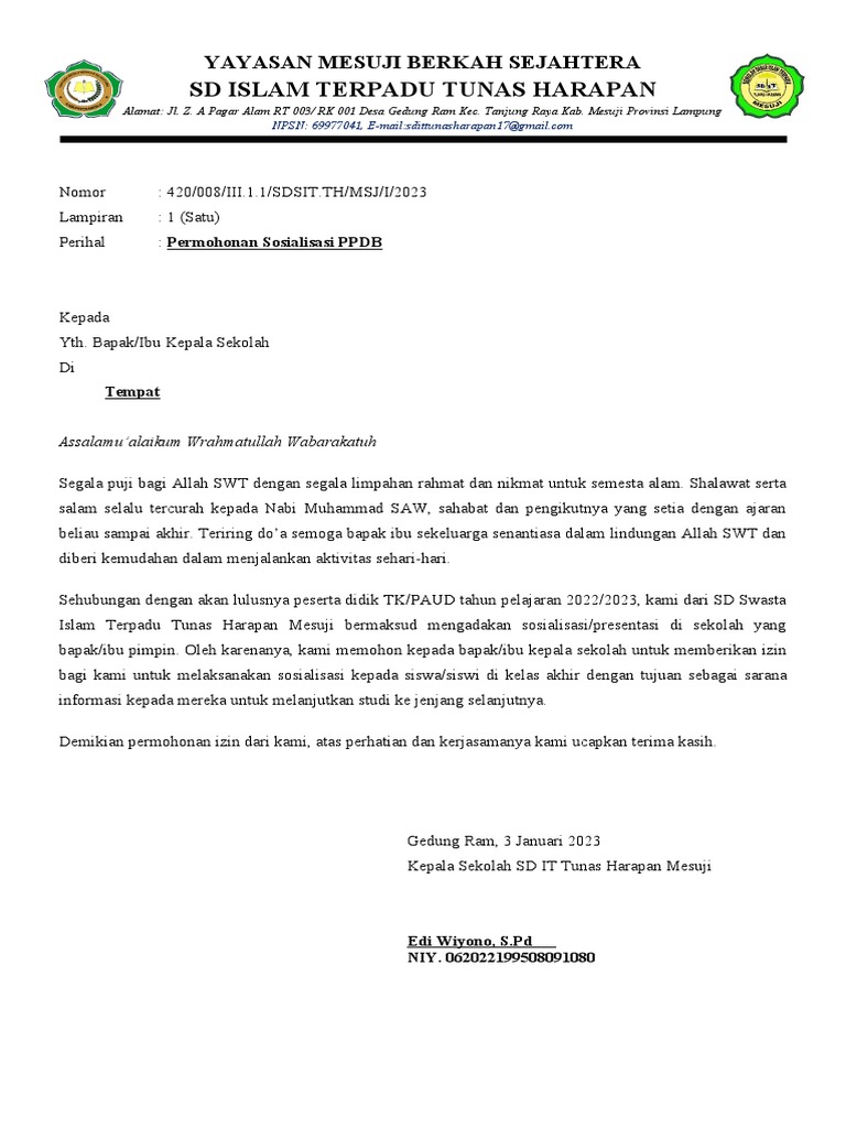 Surat Izin Dan Jadwal Sosialisai | PDF