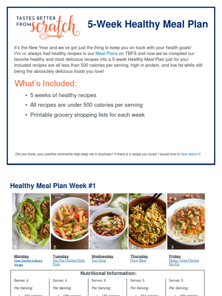 Healthy Meal Plan | PDF | Pasta | Tomato Sauce