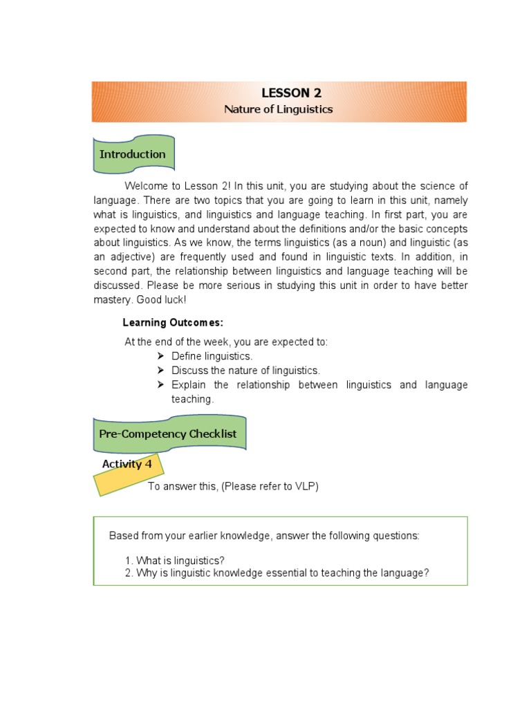Lesson 2 Nature of Linguistics | PDF | Linguistics | Language Education