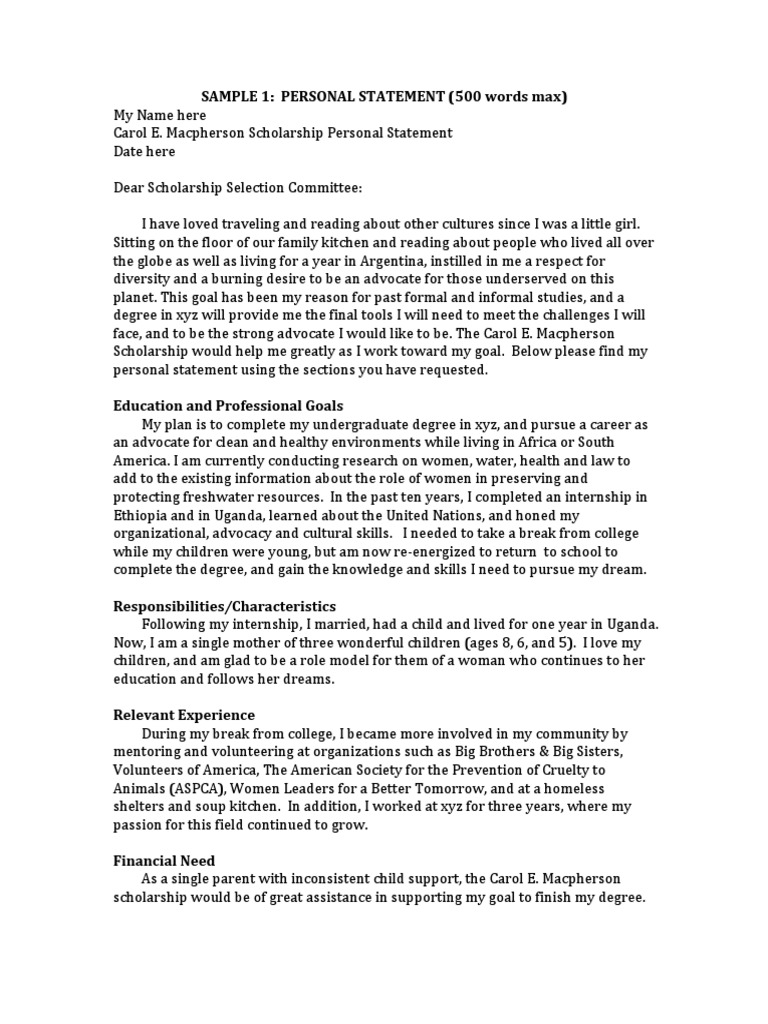 Rhodes Scholarship Personal Statement Sample | PDF | Wellness