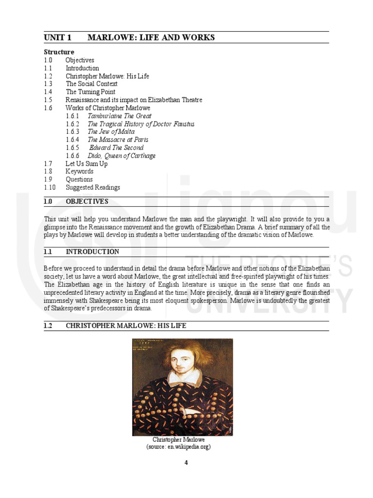 Unit 1 PDF | PDF | Christopher Marlowe | Tragedy