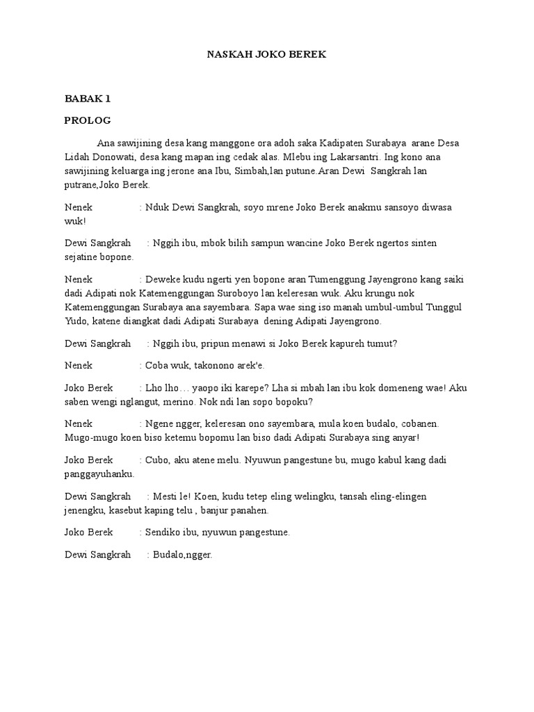 Naskah Joko Berek Finish | PDF