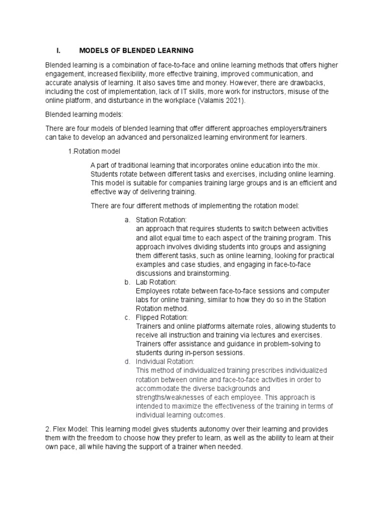 Models of Blended Learning | PDF | World Wide Web | Internet & Web