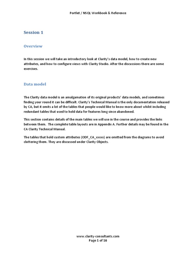 Clarity Data Model | PDF | Data Management | Information Technology Management