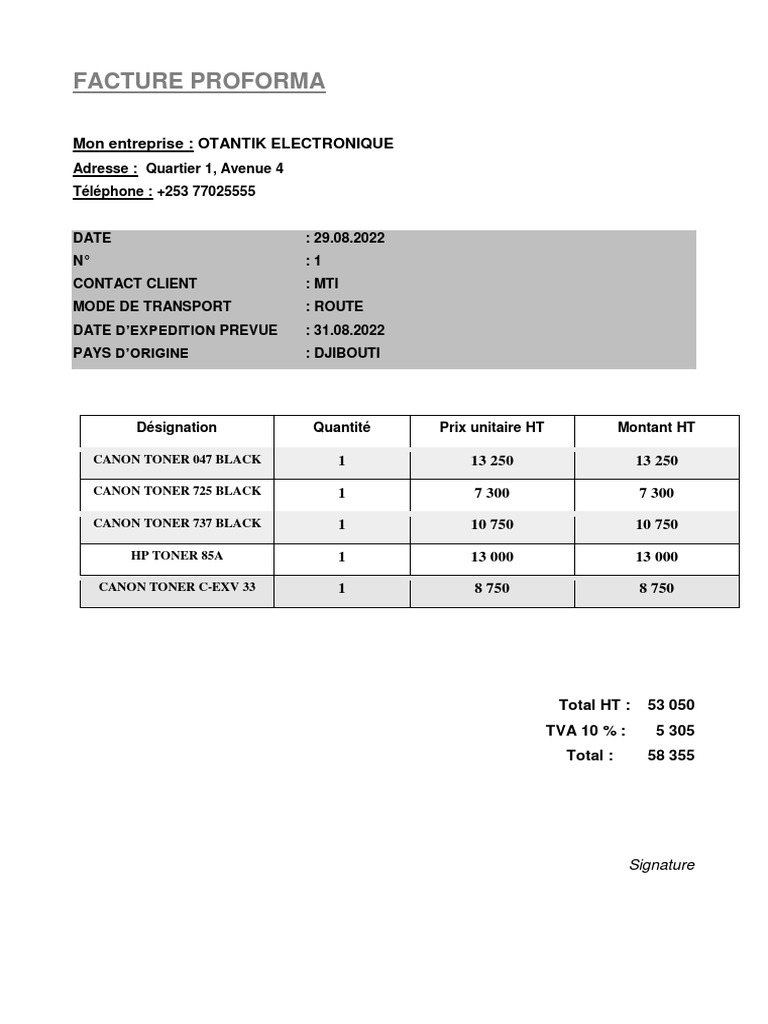 Facture Proforma 1 PDF | PDF