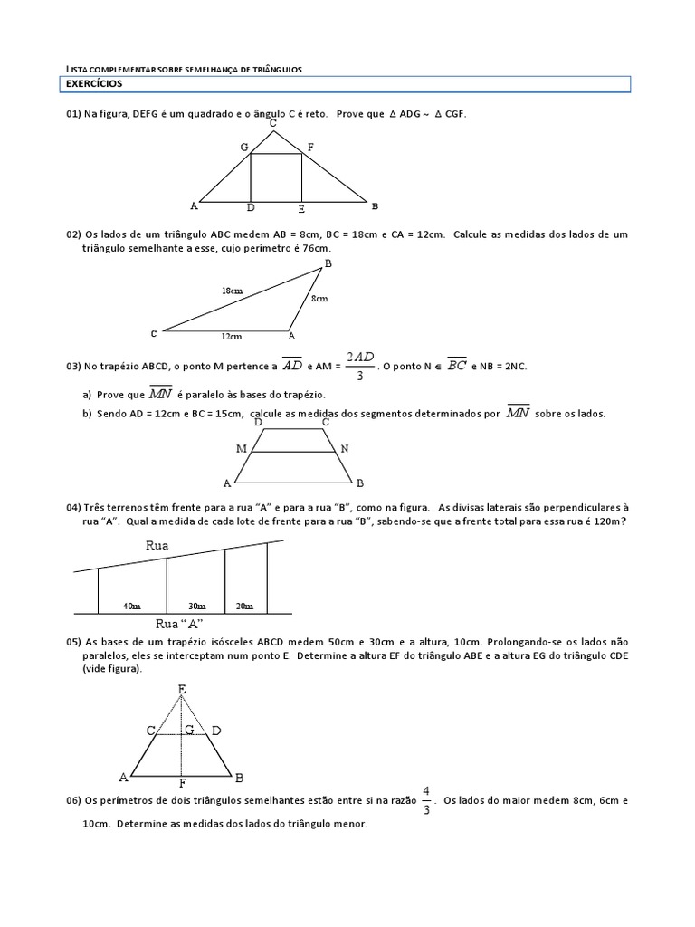 Mat 4 - Lista Complementar 1.3 | PDF | Triângulo | Geometria convexa