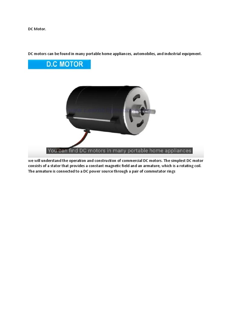 Overview of DC Motor Operation | PDF | Science & Mathematics