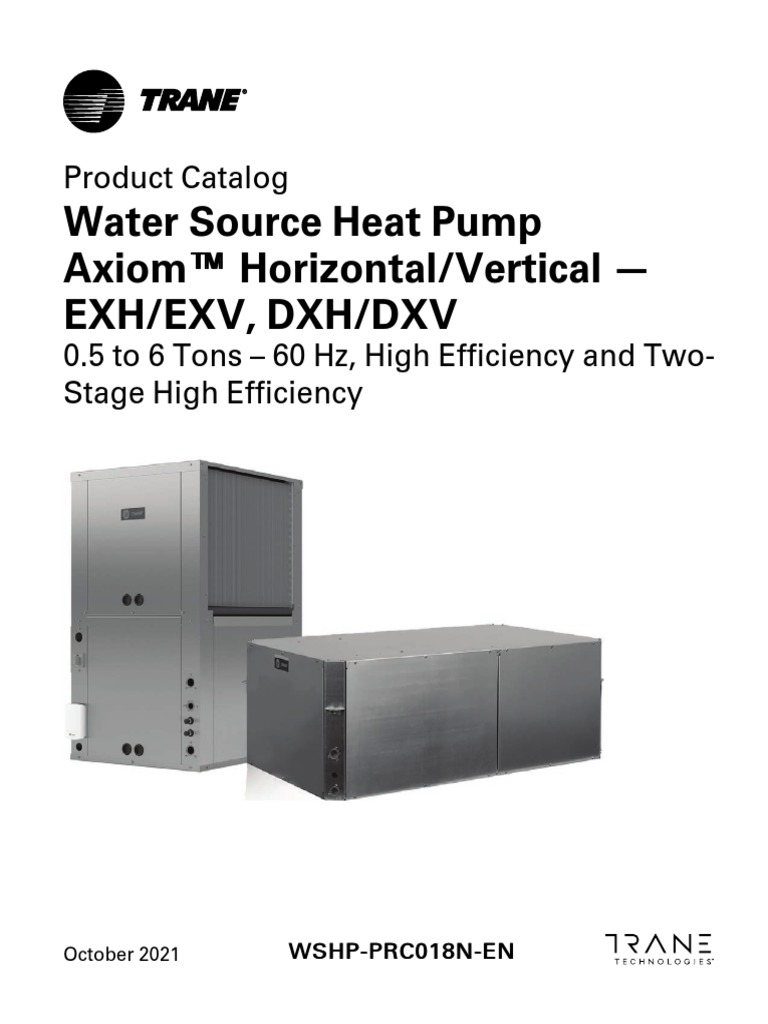 Water Source Heat Pump Axiom Horizontal Vertical EXH EXV, DXH DXV PDF ...