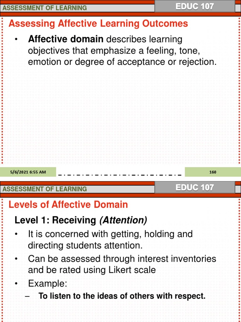 Examples of Affective Learning Objectives | PDF | Affect (Psychology ...