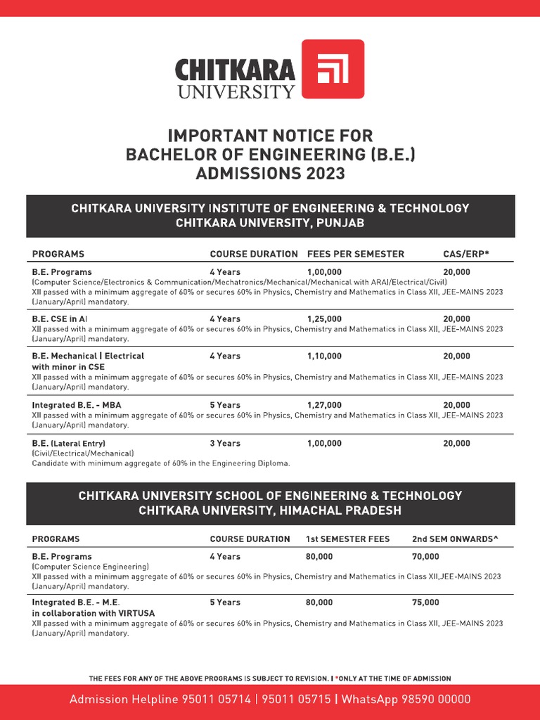 Chitkara Admission Procedure 2023 PDF | PDF